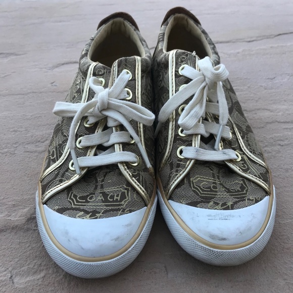 Coach | Shoes | Coach Barrett Metallic Gold Sneakers | Poshmark